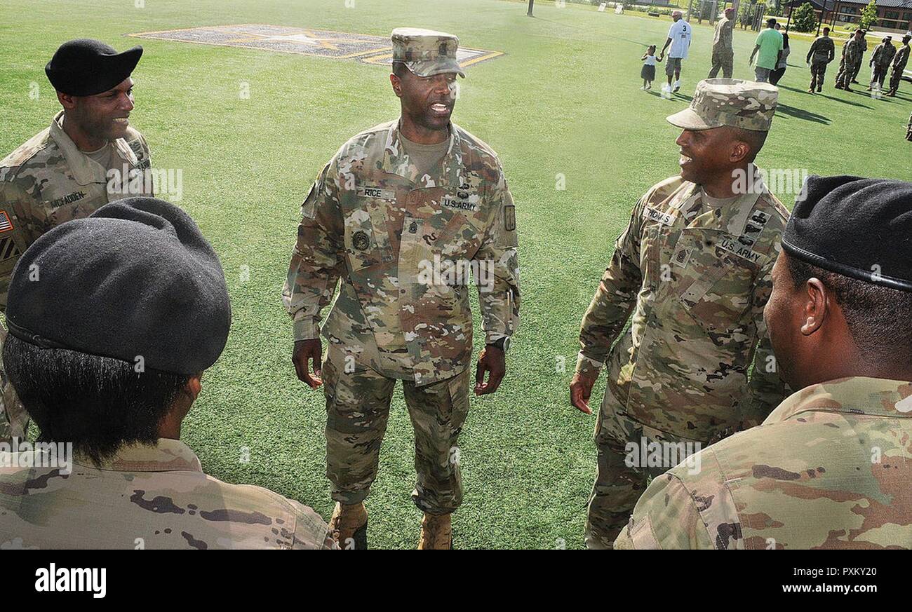 Command Sgt. Maj. Sean J. Rice, Quartermaster Corps CSM, talks with ...
