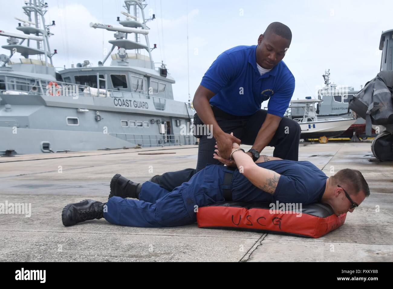 Steven Celestine, a member of the Commonwealth of Dominica Coast Guard ...