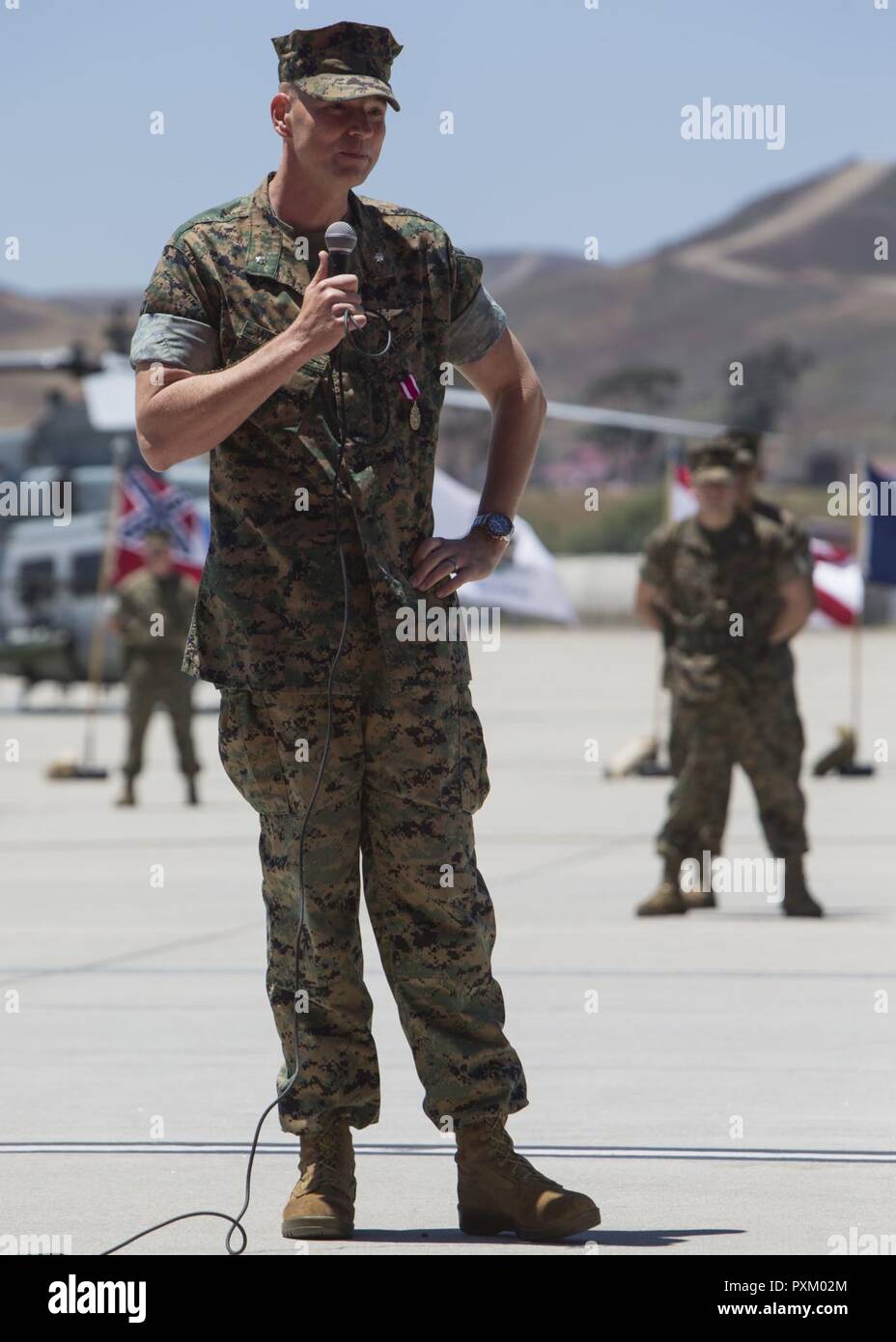U. S. Marine Corps Lt. Col. Robert Weingart, outgoing commanding ...