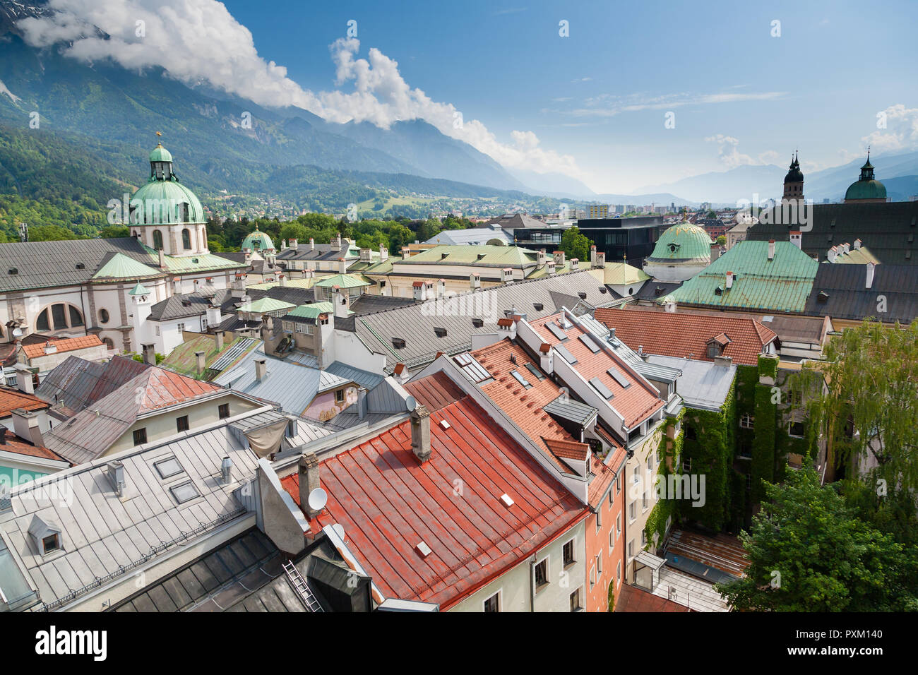 Innsbruck city center aerial view. Old town view from clock tower Stock ...