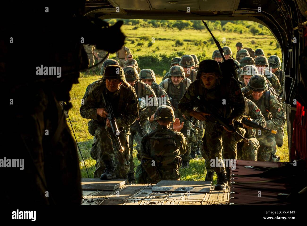 Albanian infantry during helicopter operations with the US Army ...