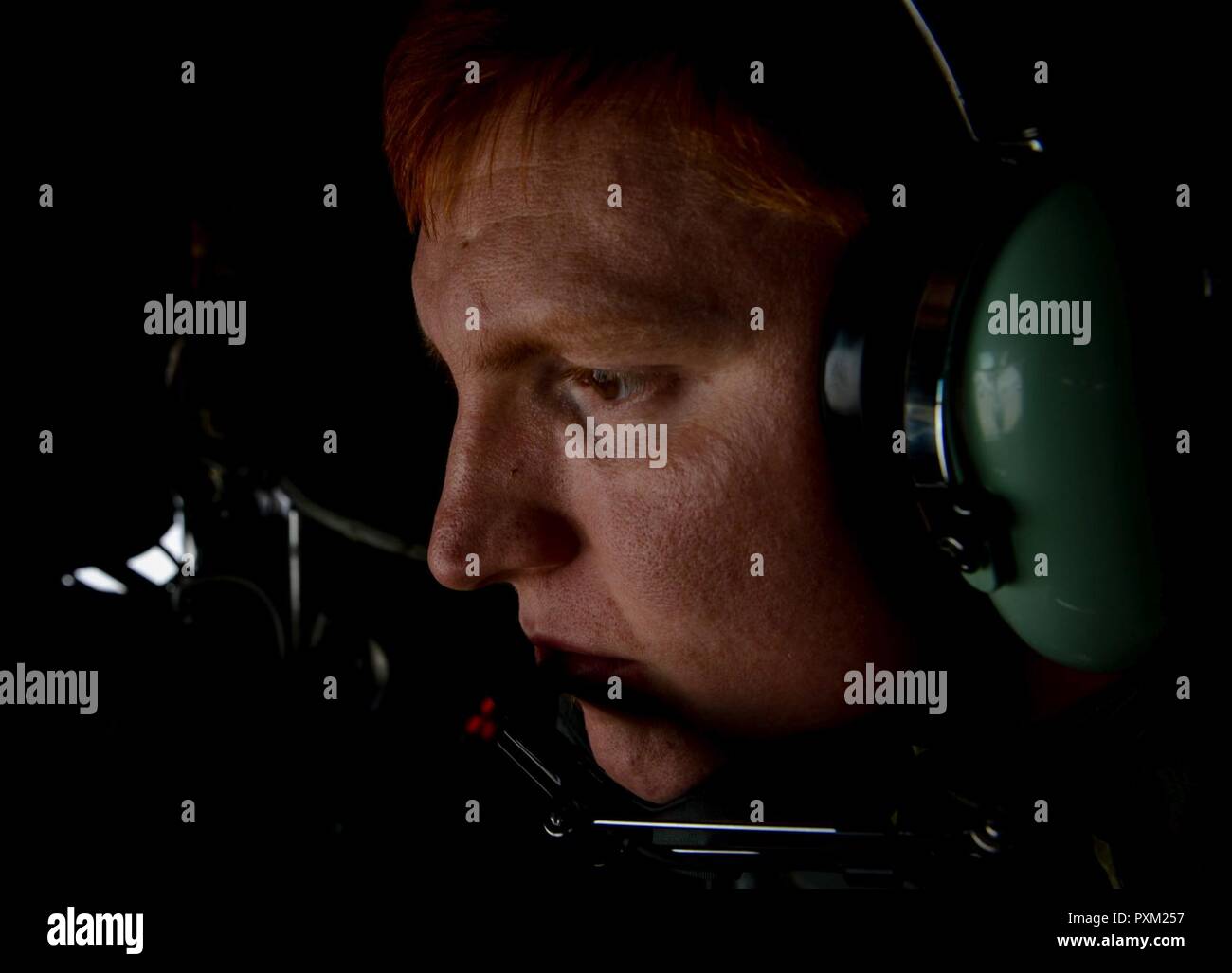 A KC-135 Stratotanker boom operator with the 340th Expeditionary Air ...