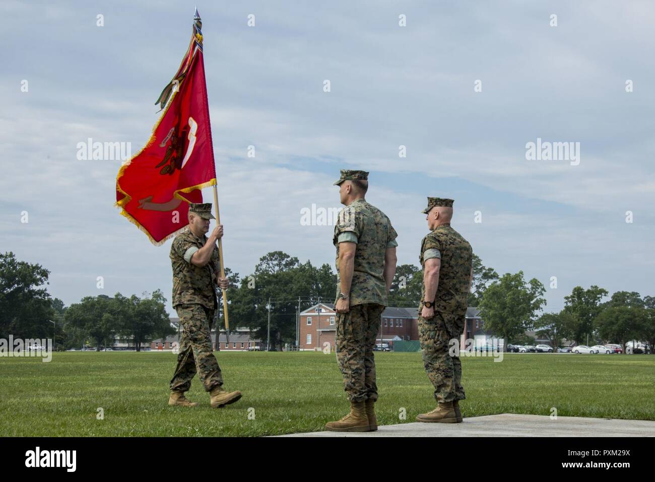 U.S. Marine Corps Sgt. Maj. Paul A. Berry, left, sergeant major, Marine ...