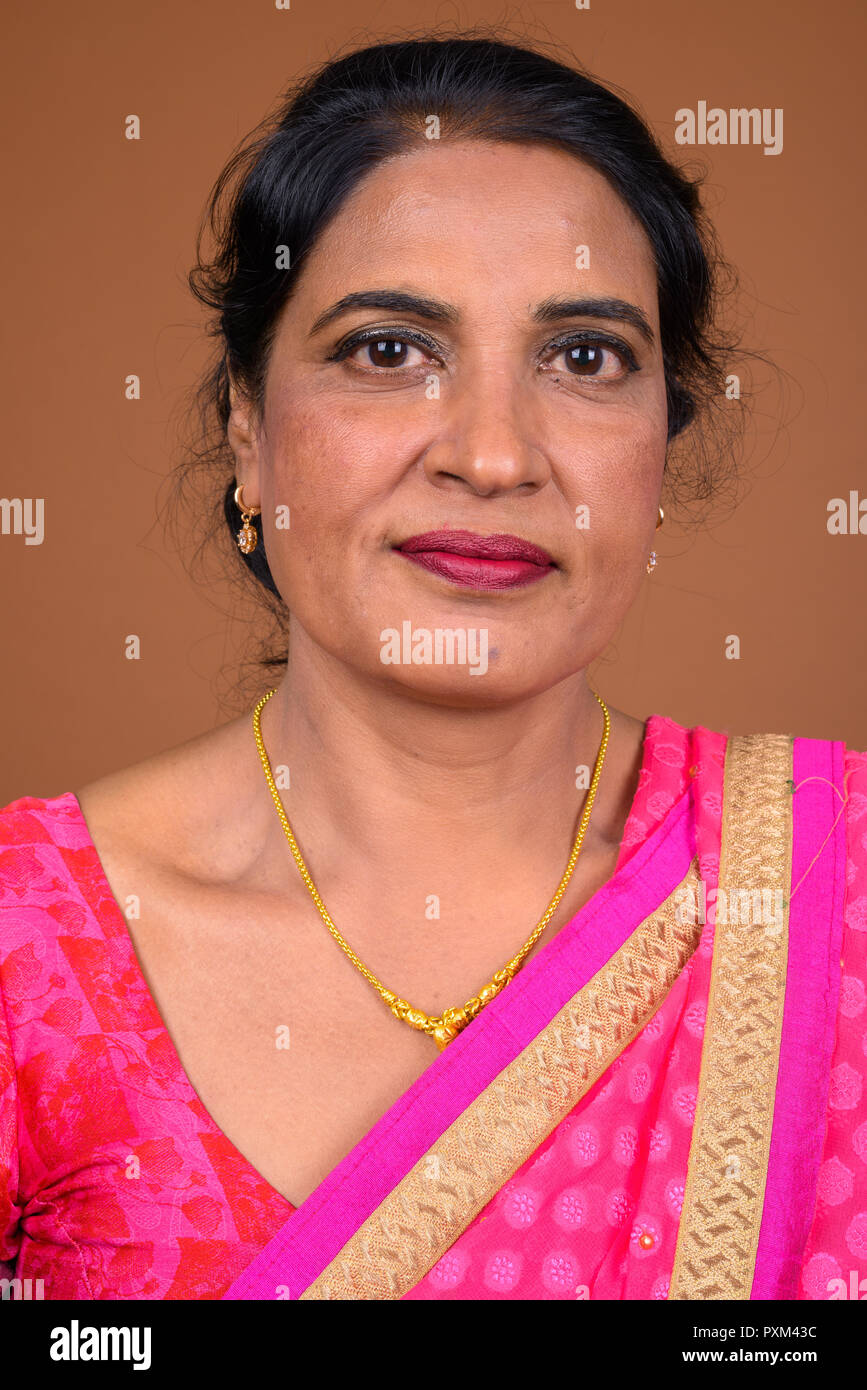 Face Of Indian Woman Wearing Sari Indian Traditional Clothes Stock