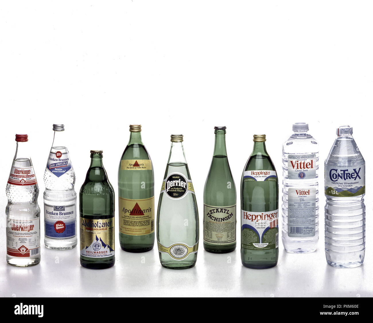different kinds of mineral water in bottles Stock Photo - Alamy
