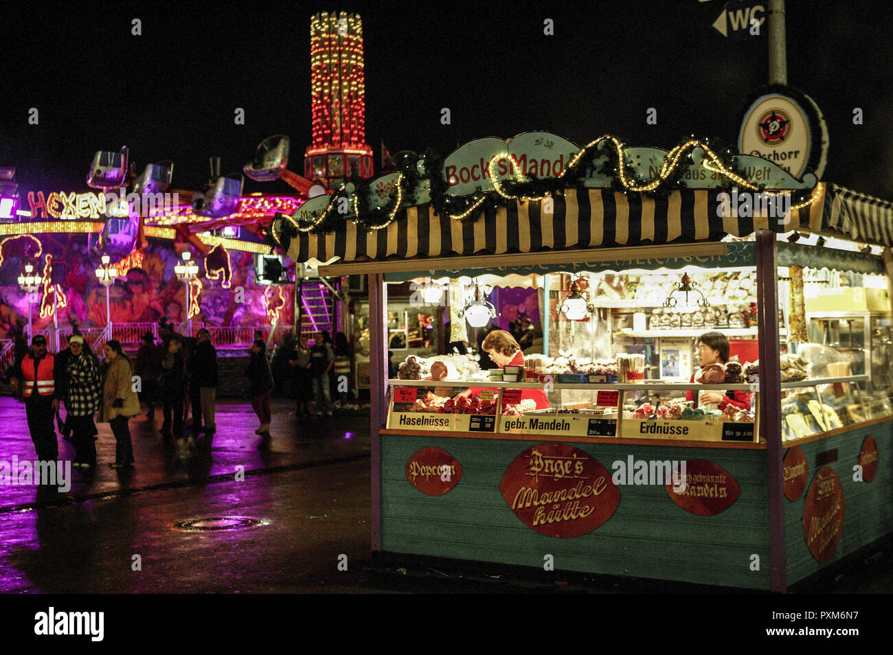 Oktoberfest in Munich at night Stock Photo - Alamy
