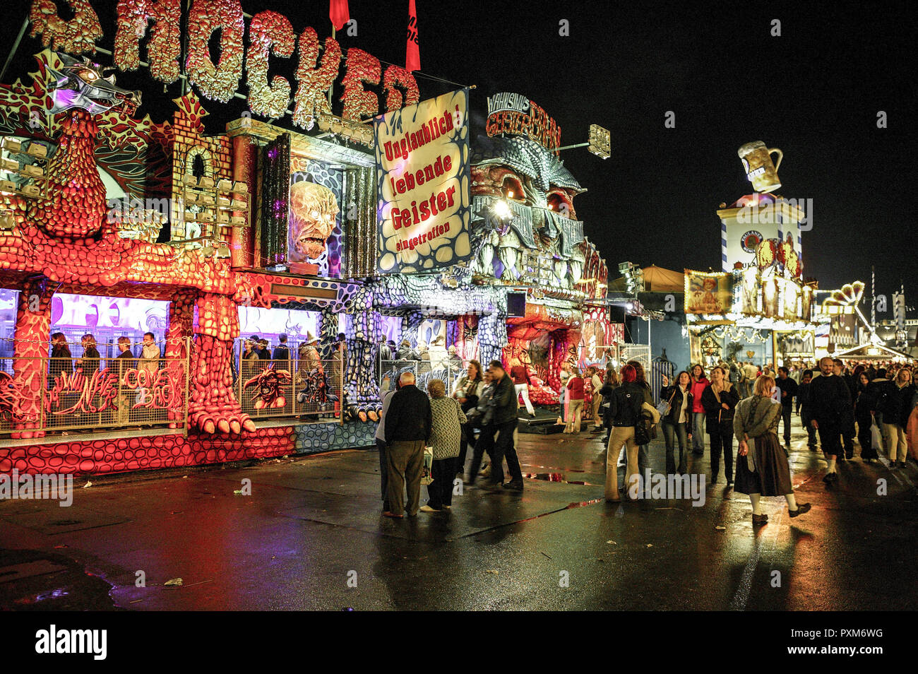 Oktoberfest in Munich at night Stock Photo - Alamy