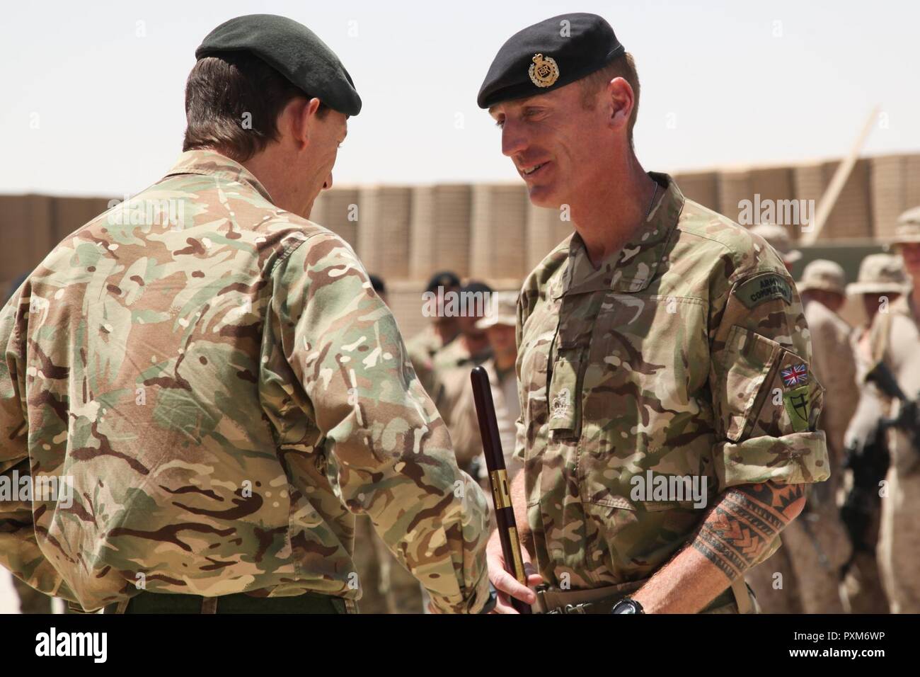British Maj. Gen. Rupert Jones, speaks to British soldier during an ...