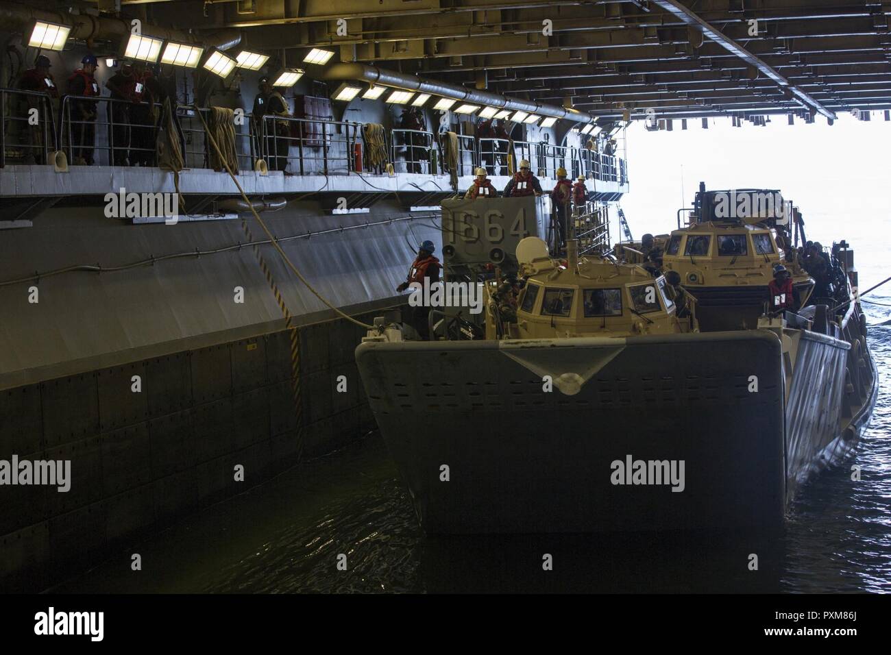 ATLANTIC OCEAN (June 12, 2017) Sailors secure Landing Craft Utility ...