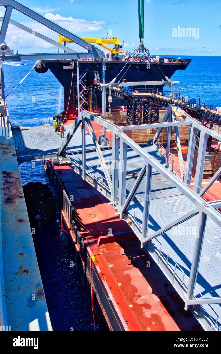 PACIFIC OCEAN-The ramp from Military Sealift Command’s large, medium-speed, roll-on/roll-off ...