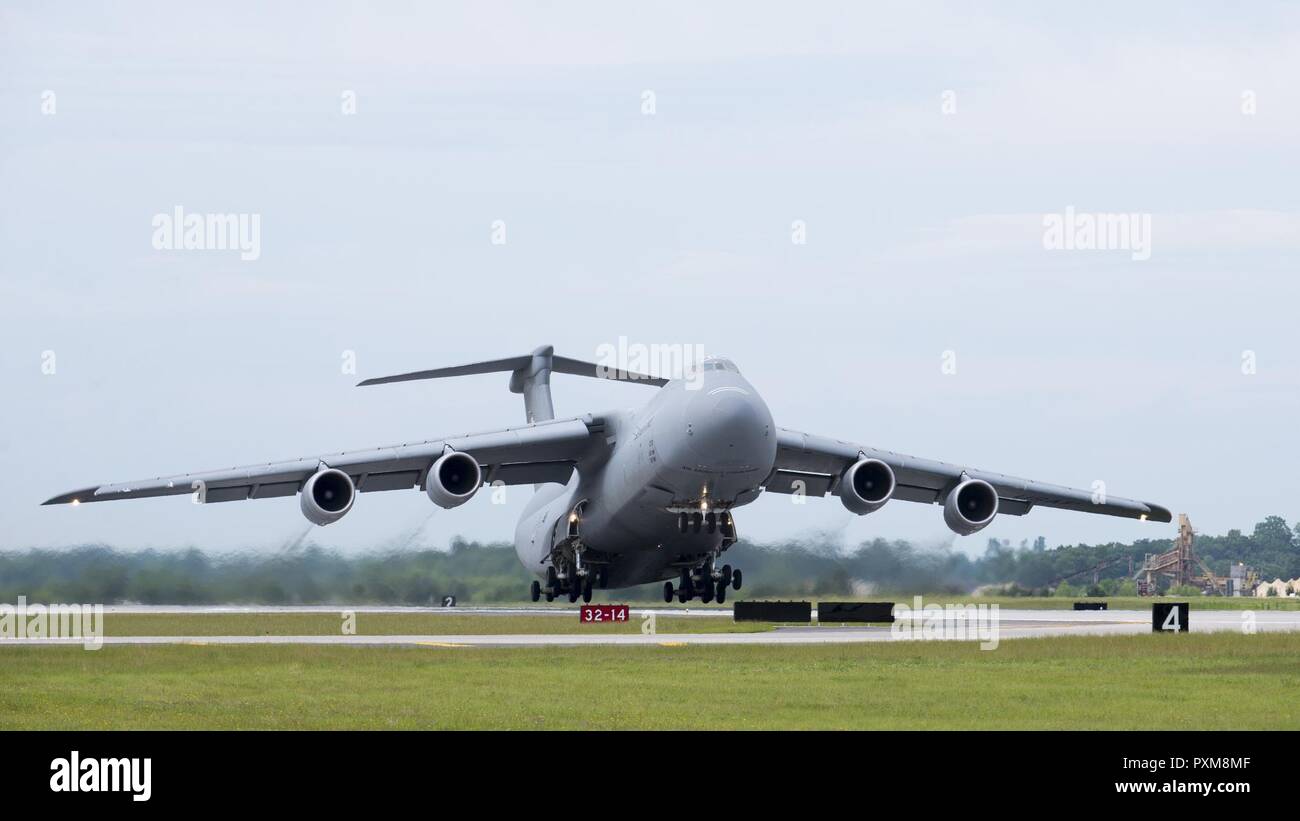 A C-5M Super Galaxy, operated by the C-5M Formal Training Unit, takes ...