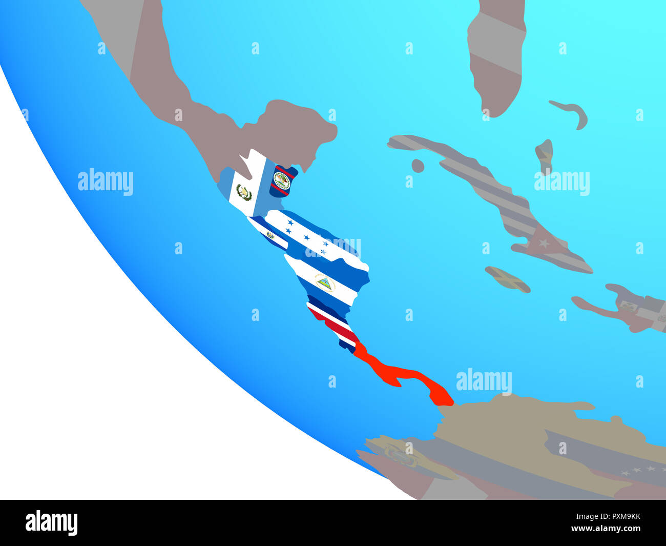 Central america map flags hi-res stock photography and images - Alamy