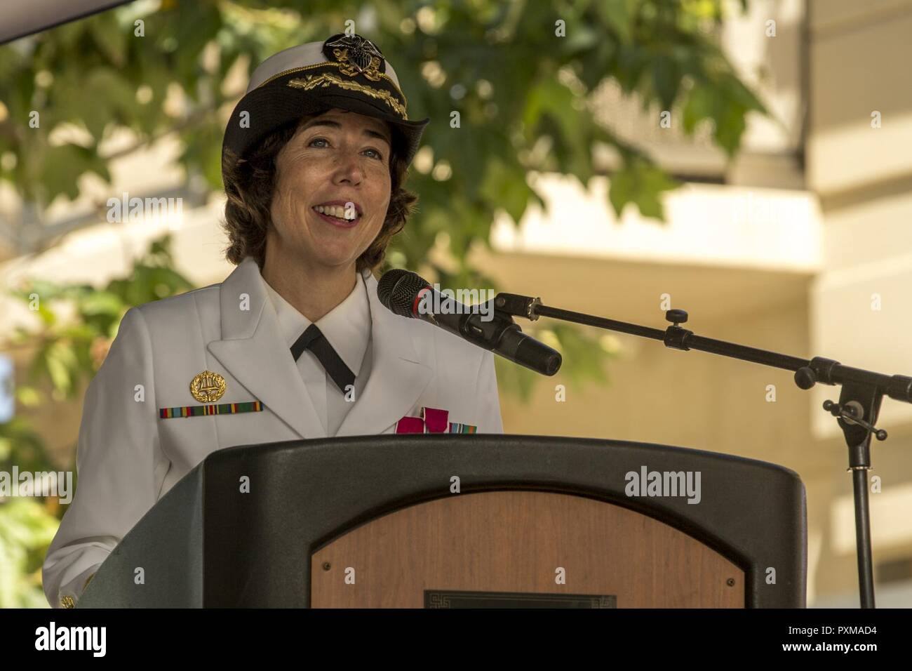U.S. Navy Capt. Lisa Mulligan, commanding officer, Naval Hospital Camp ...