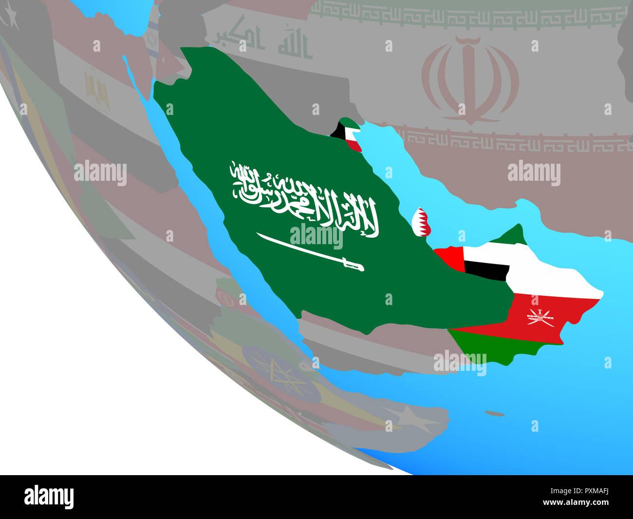 Map of gulf cooperation council hi-res stock photography and images - Alamy