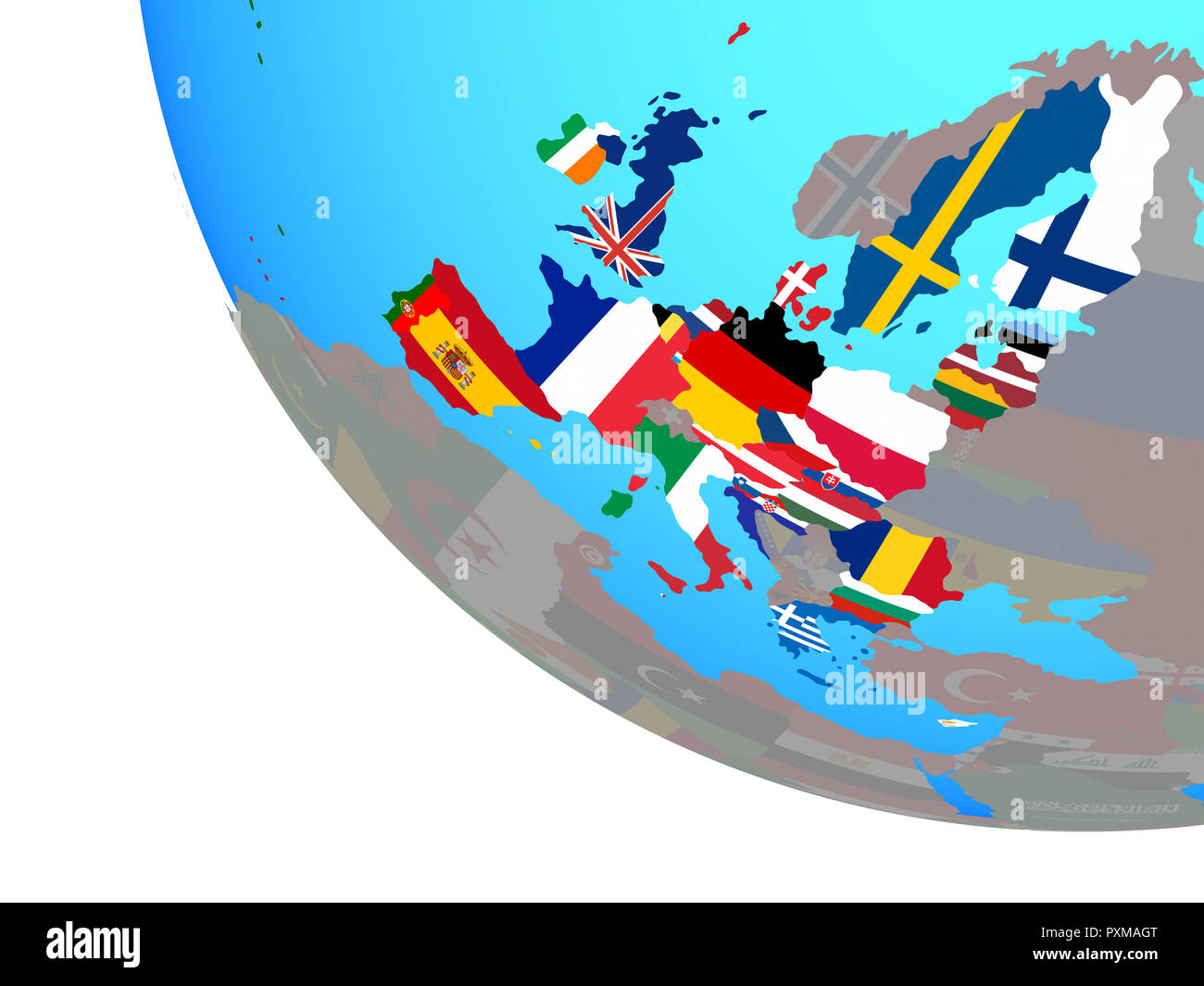 Eu political map flags member states hi-res stock photography and ...