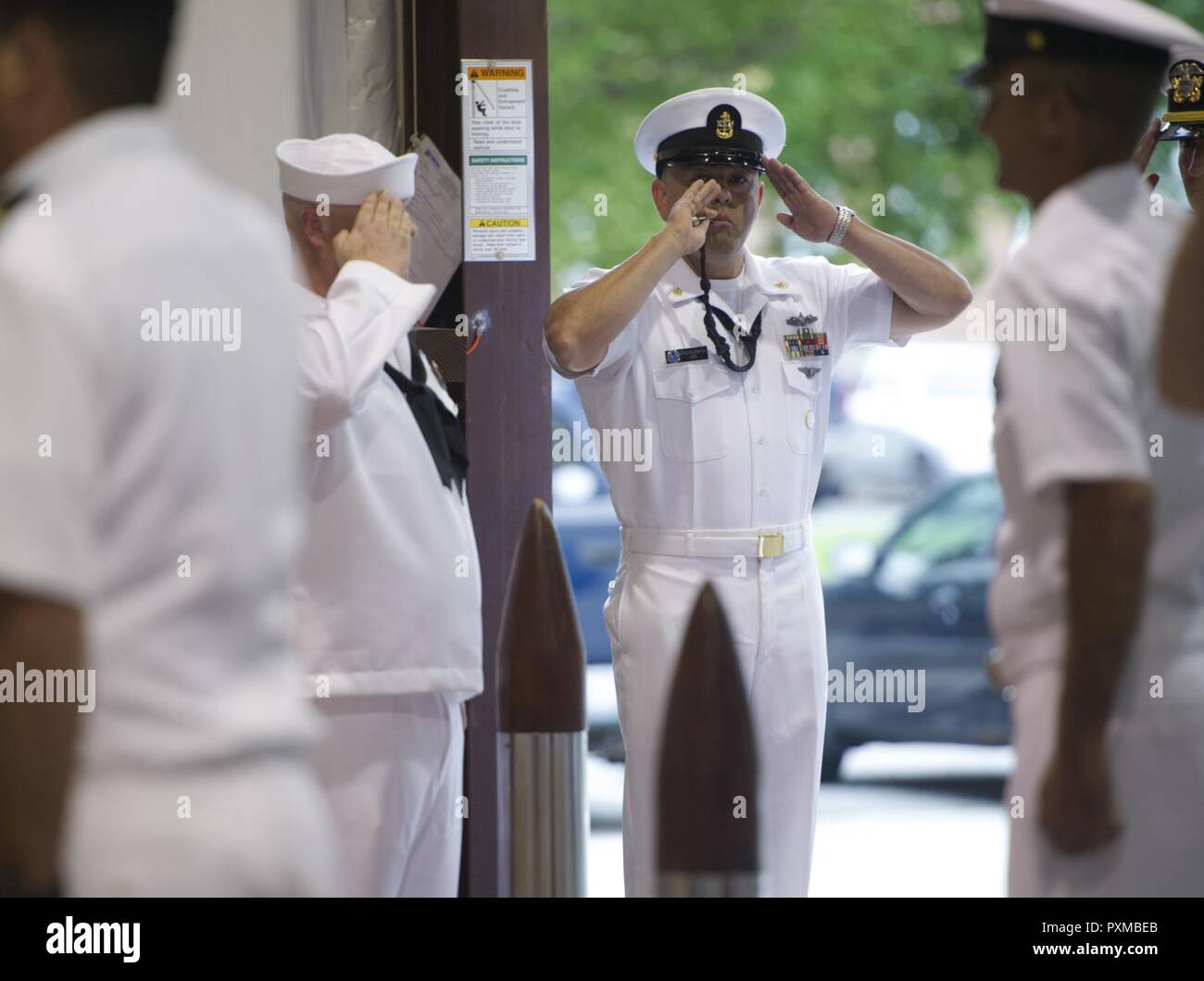NORFOLK (June 8, 2017) - Chief Boatswain’s Mate Edmundo Brantes pipes ...