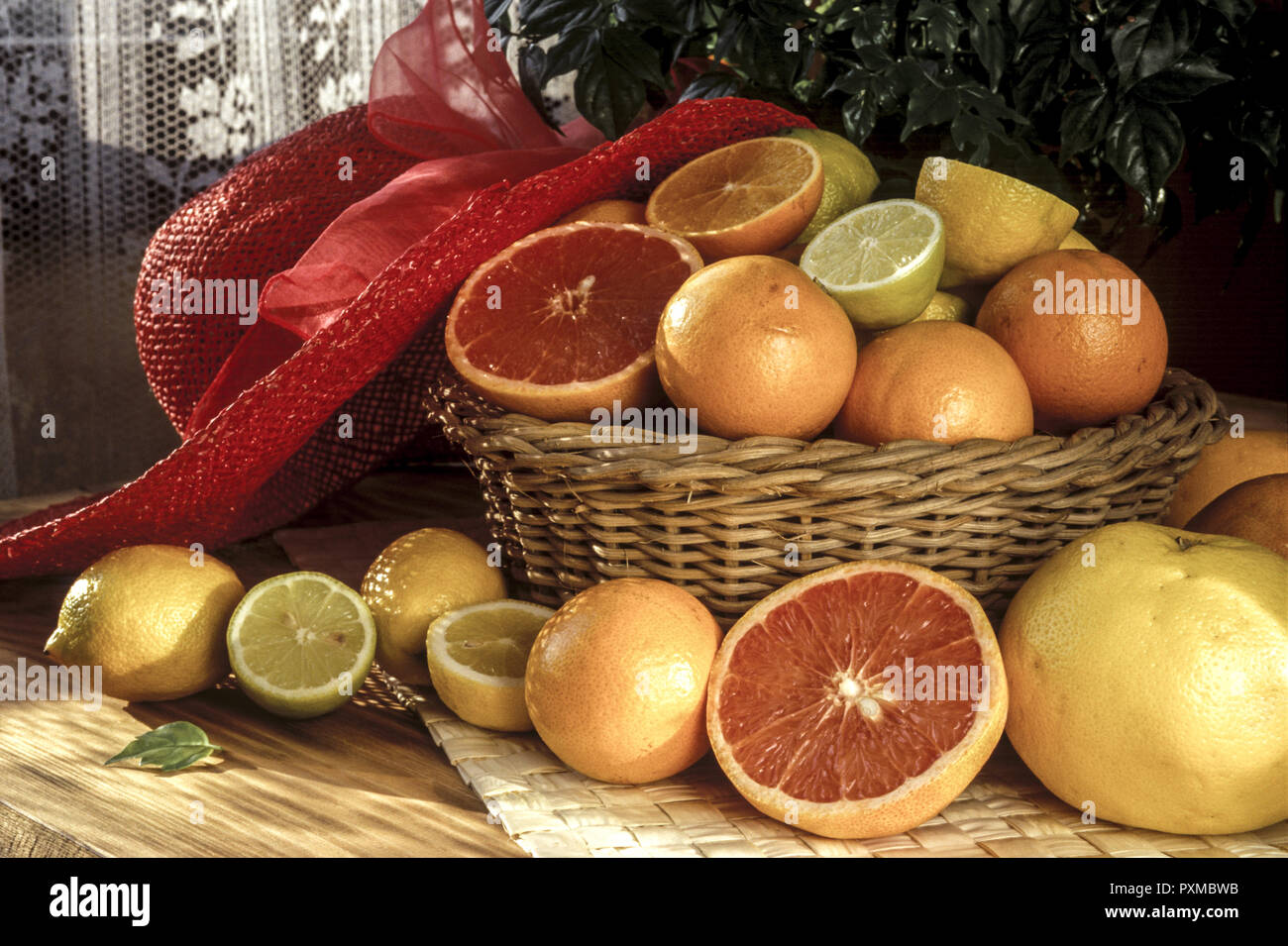 basket with citrus fruit Stock Photo - Alamy