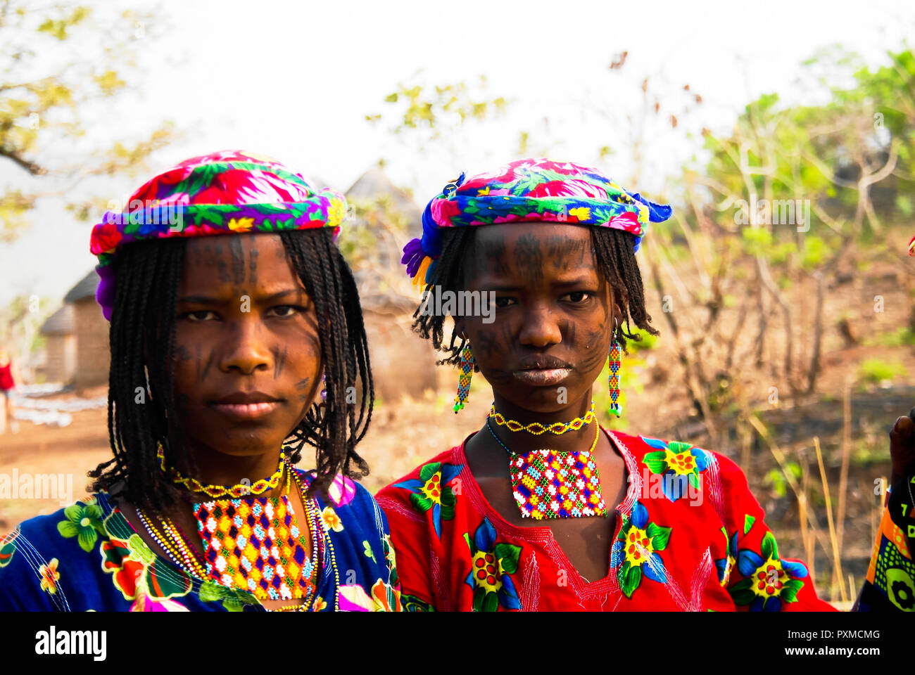 Portrait of tattooed Mbororo aka Wodaabe tribe woman - 01-03-2014 Poli ...