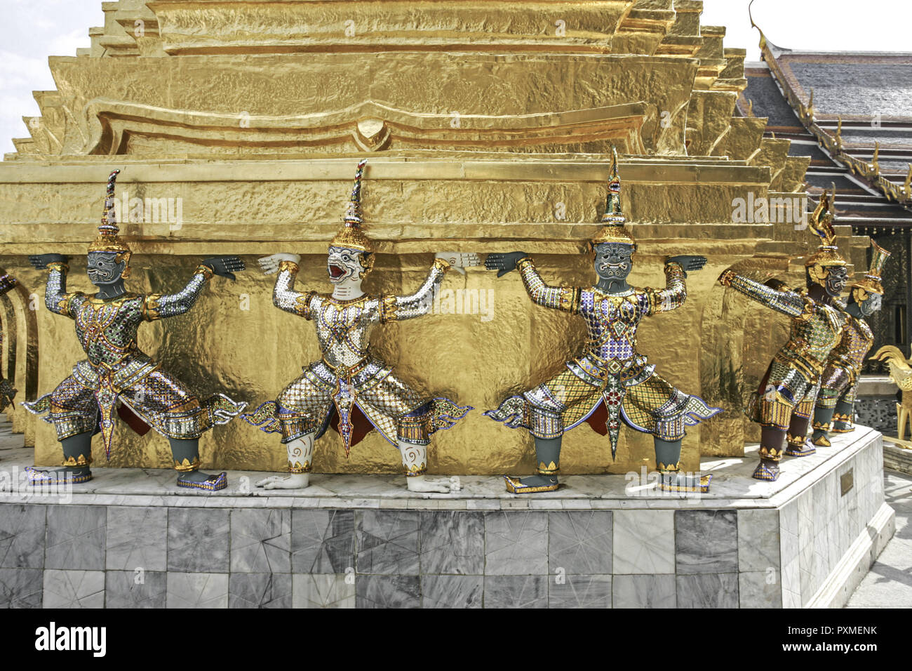 Thailand Siam Bangkok Wat Phra Kaeo Grand Palace Figur Statue Skulptur ...