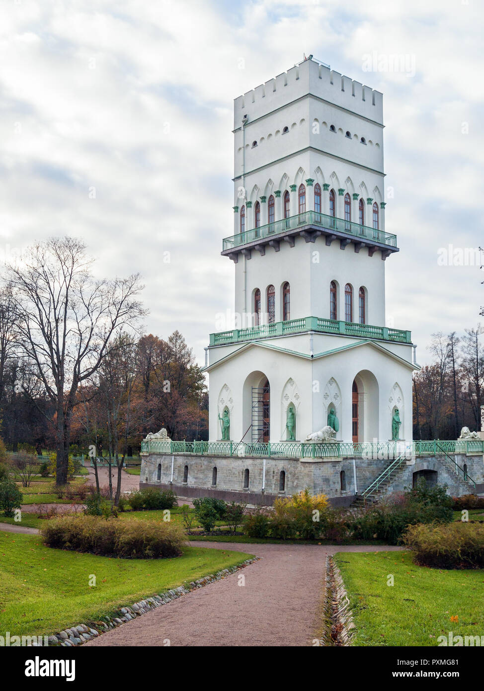 St. Petersburg, Russia, autumn 2017: Pushkin city, Alexander Park. The ...