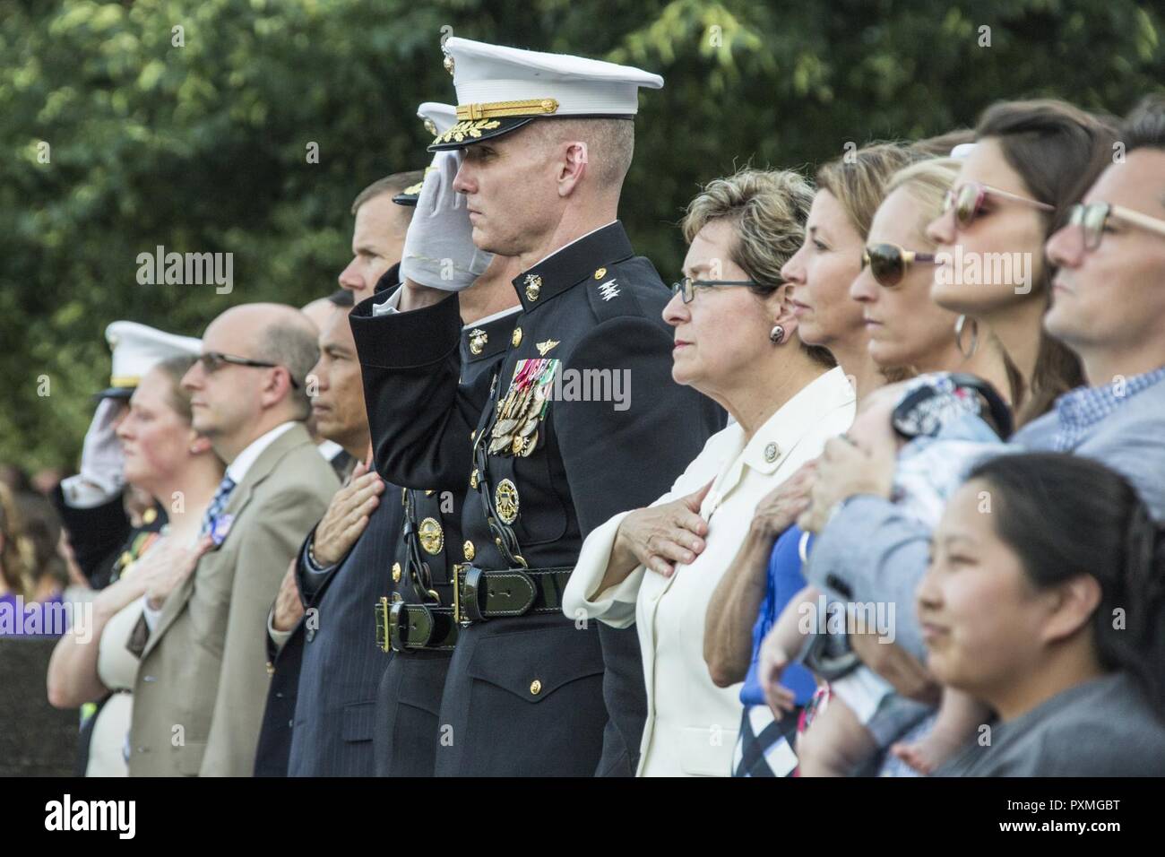 From center left, U.S. Marine Corps Col. Tyler J. Zagurski, commanding ...