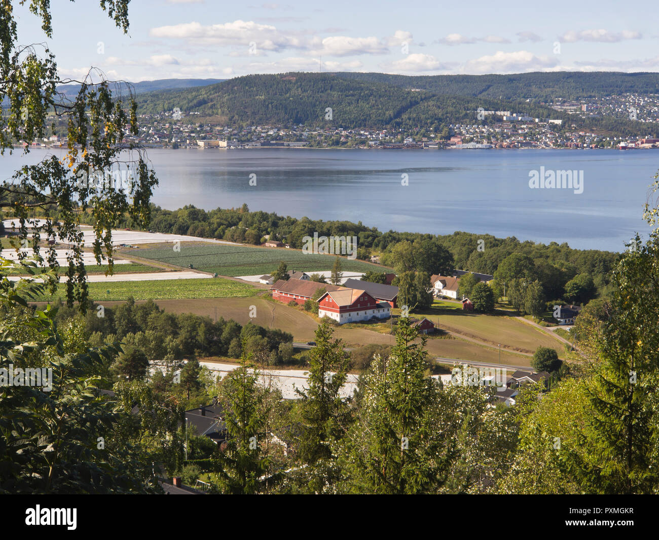 View of Drammen fjord between Spikkestad and Lierbyen near Drammen ...