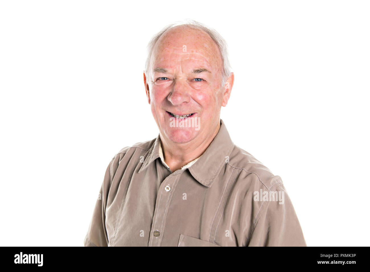 70 year old senior man standing isolated on white background Stock ...