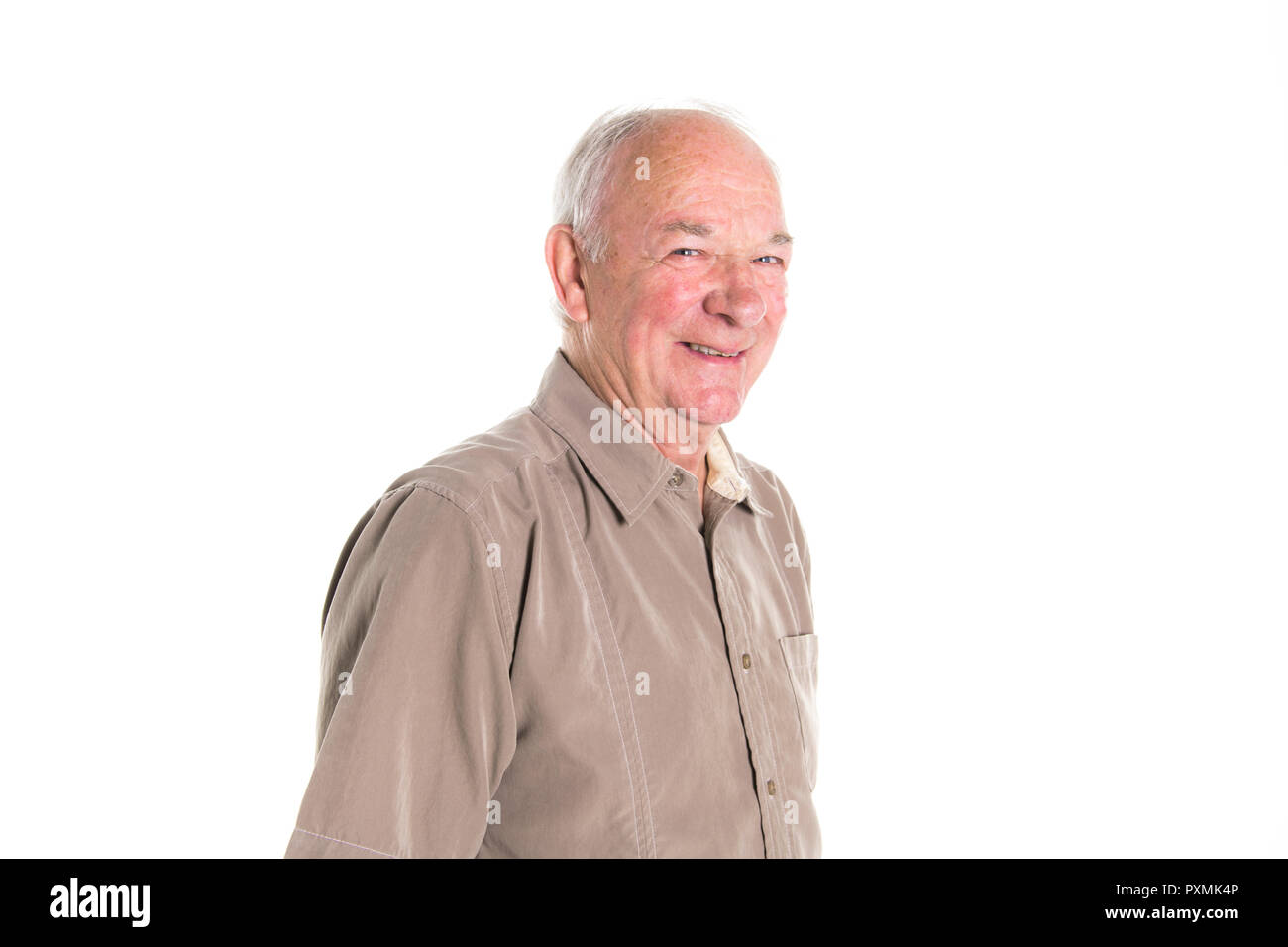70 year old senior man standing isolated on white background Stock ...