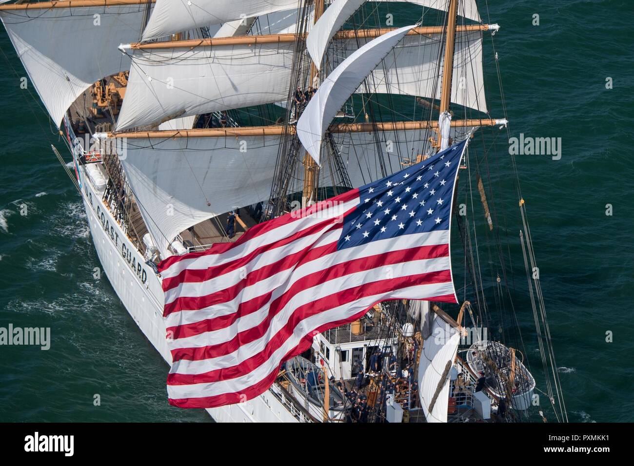The Coast Guard Cutter Eagle sails from Norfolk, Virginia, to Boston ...