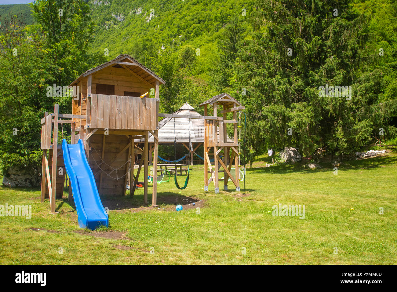 Children's playground in Adrenaline Check eco camp resort in Slovenia ...