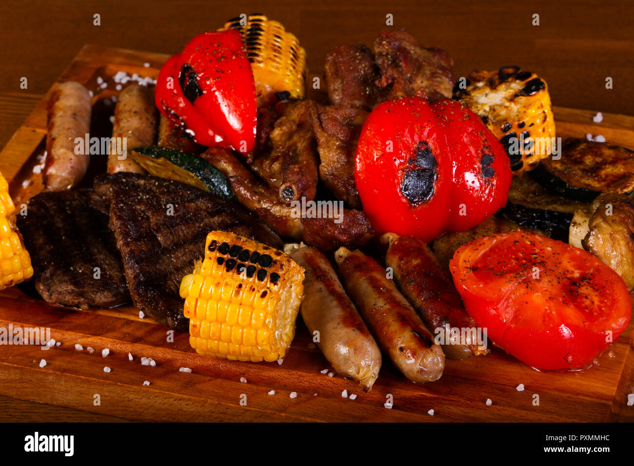 Grilled meat mix plate Stock Photo - Alamy