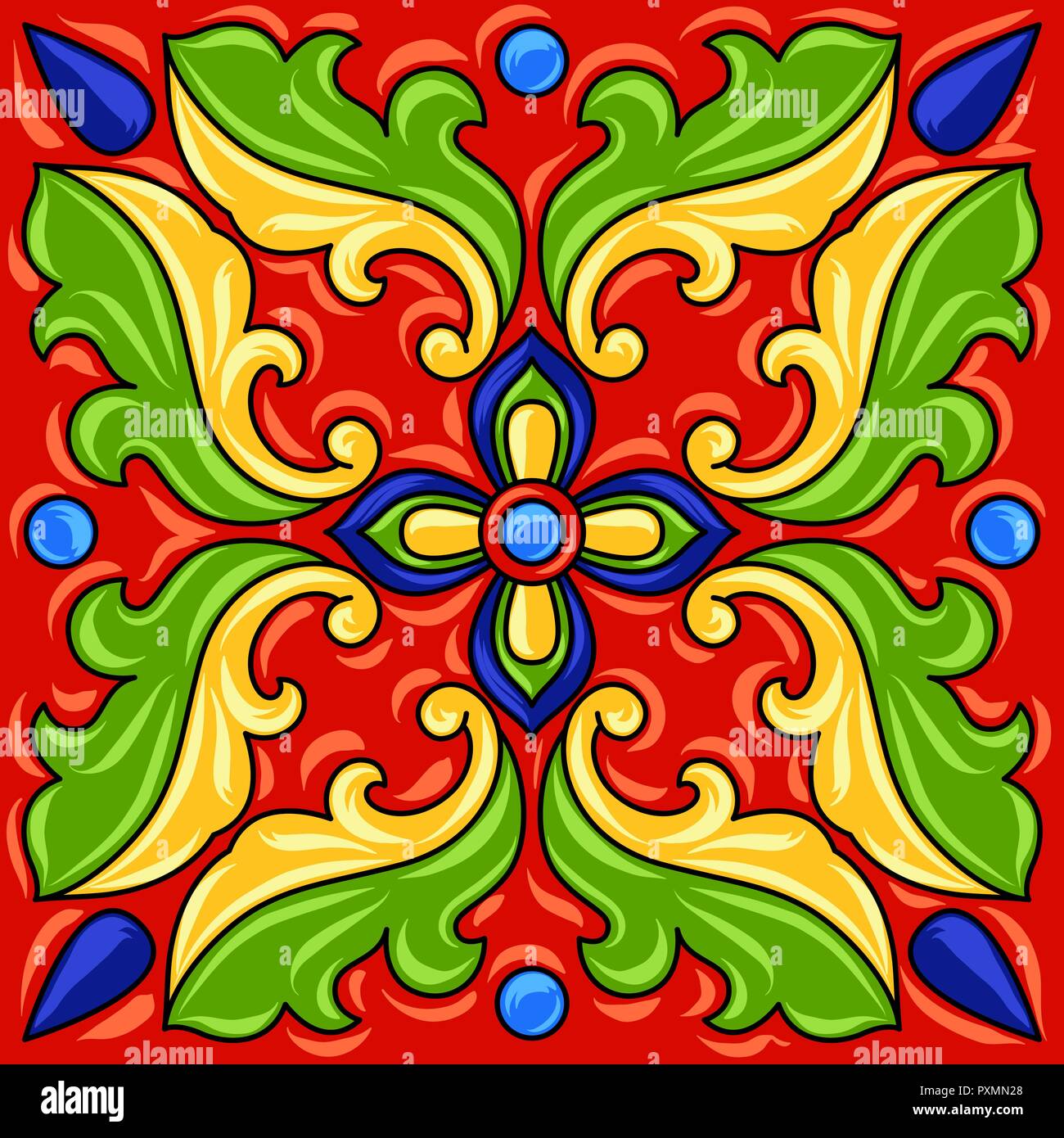 Mexican talavera ceramic tile pattern Stock Vector Image & Art - Alamy