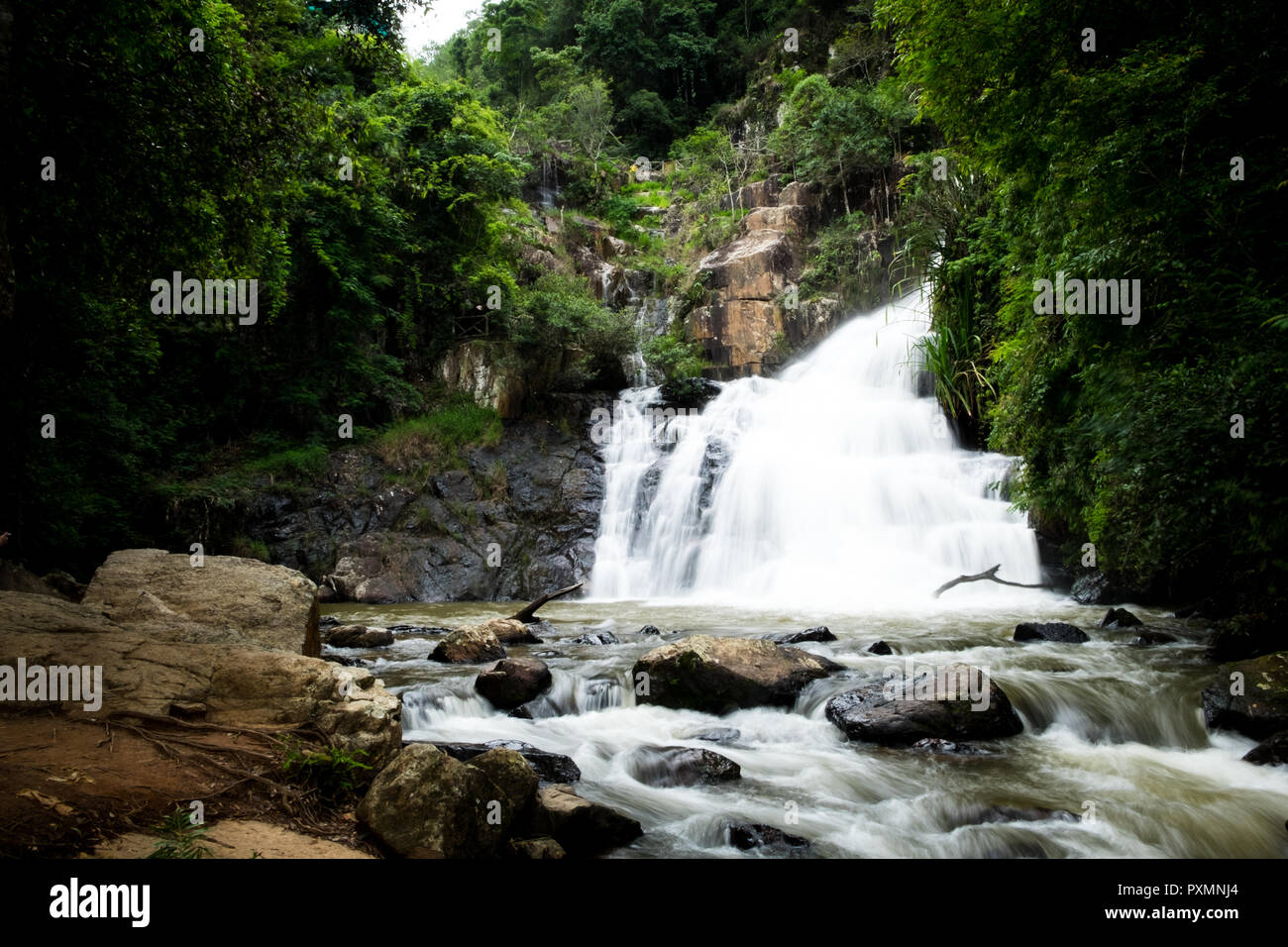 Panoramic view of mountains and valleys in Dalat, Vietnam. Da lat is ...
