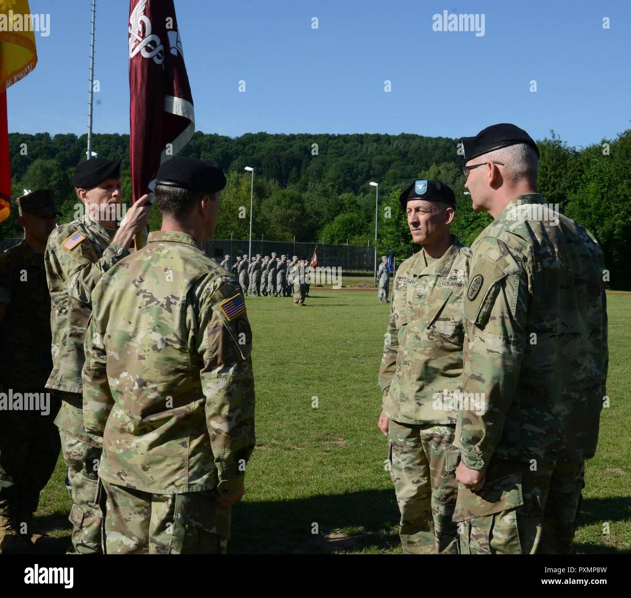 The official party prepares for the passing of the colors during the ...