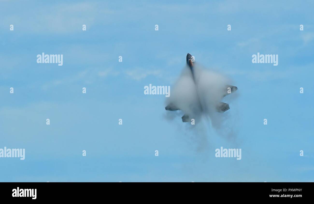 The U.S. Air Force F-22 Raptor Demonstration Team pilot performs during ...
