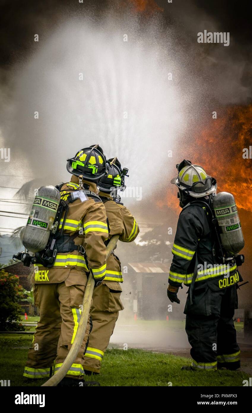 The 612th Air Base Squadron Firefighters control the smoke and fire ...