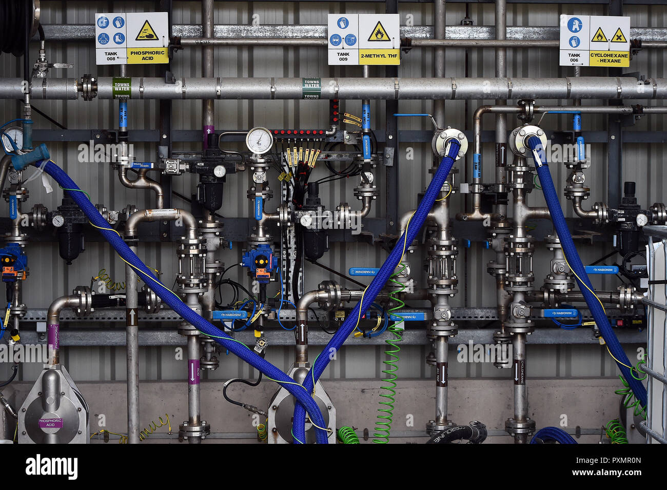 Pipes inside the new GlaxoSmithKline (GSK) production building, which ...