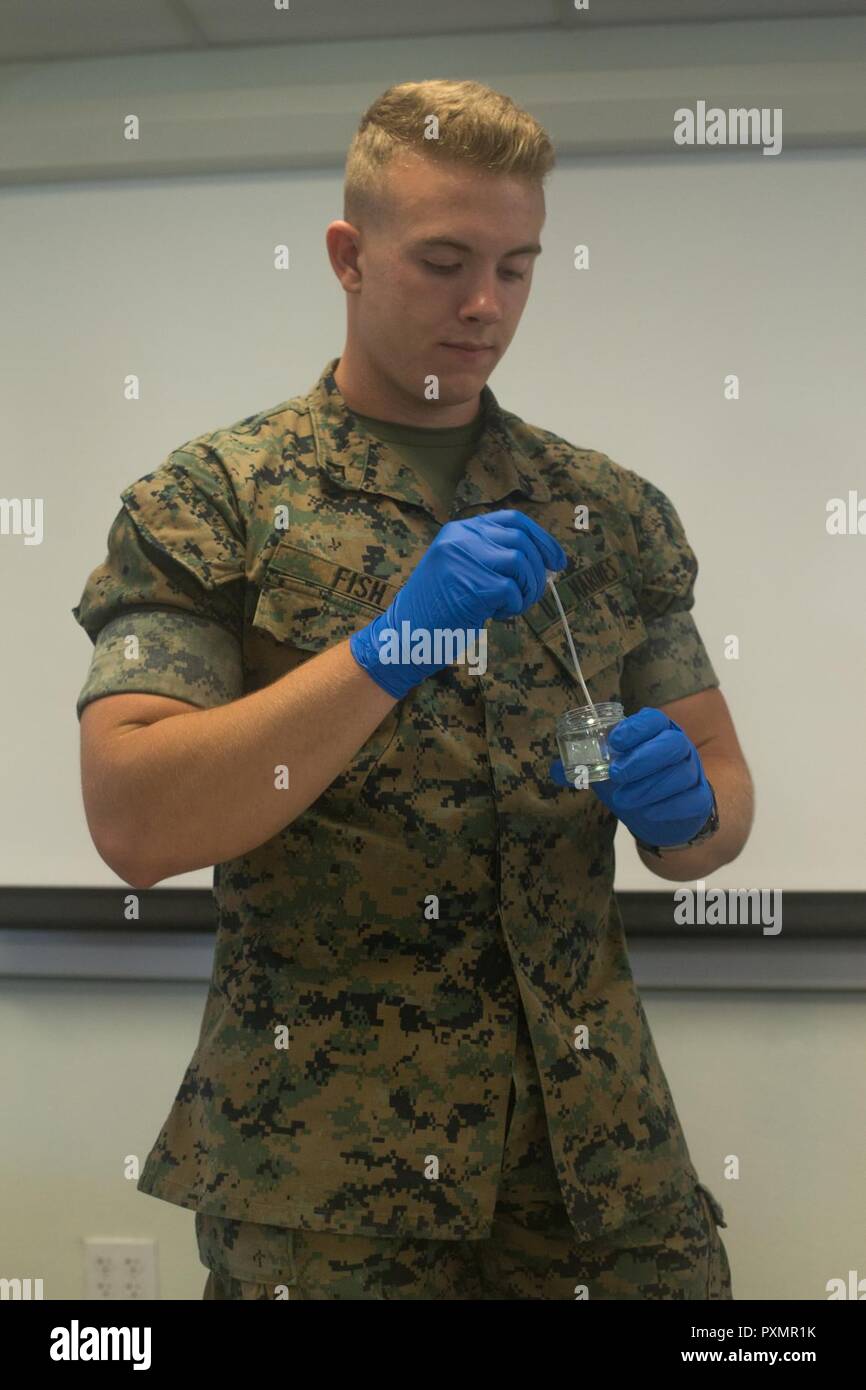 U.S. Marine Corps Pfc. James Fish, a Chemical, Biological, Radiological ...