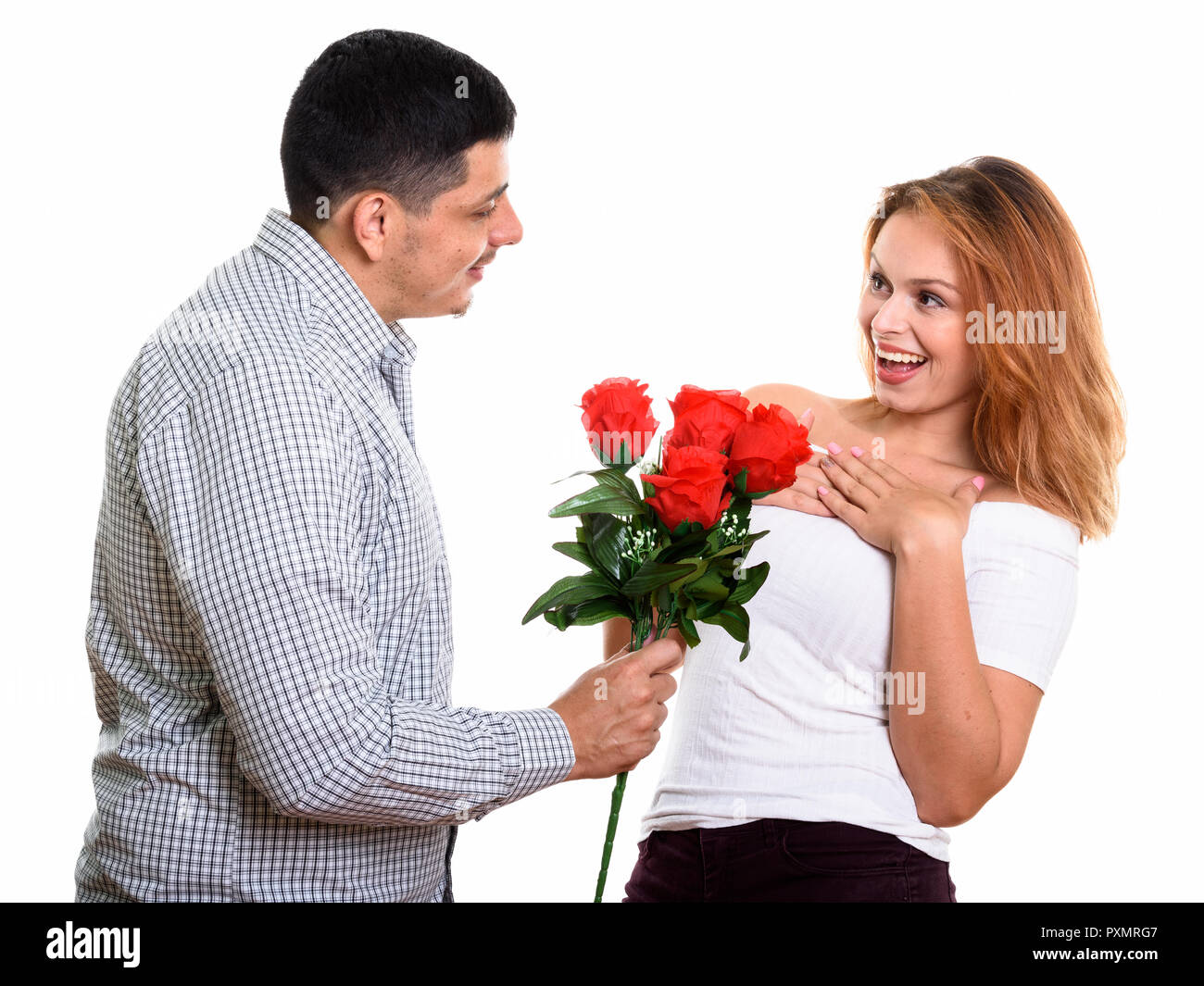 Surprised fat man girlfriend hi-res stock photography and images - Alamy