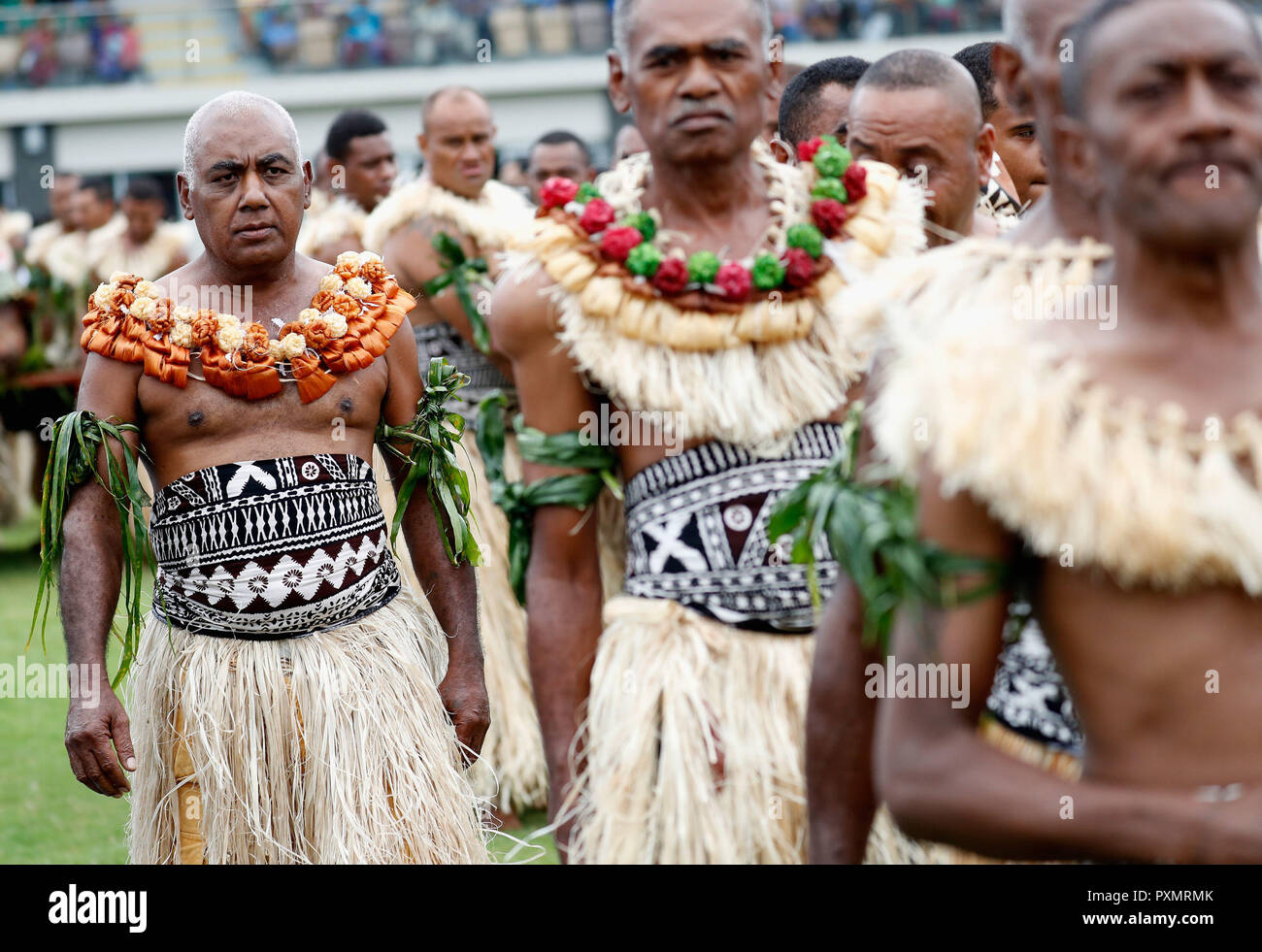 Fijian men in Alberts Park waiting the arrival of the Duke and Duchess ...