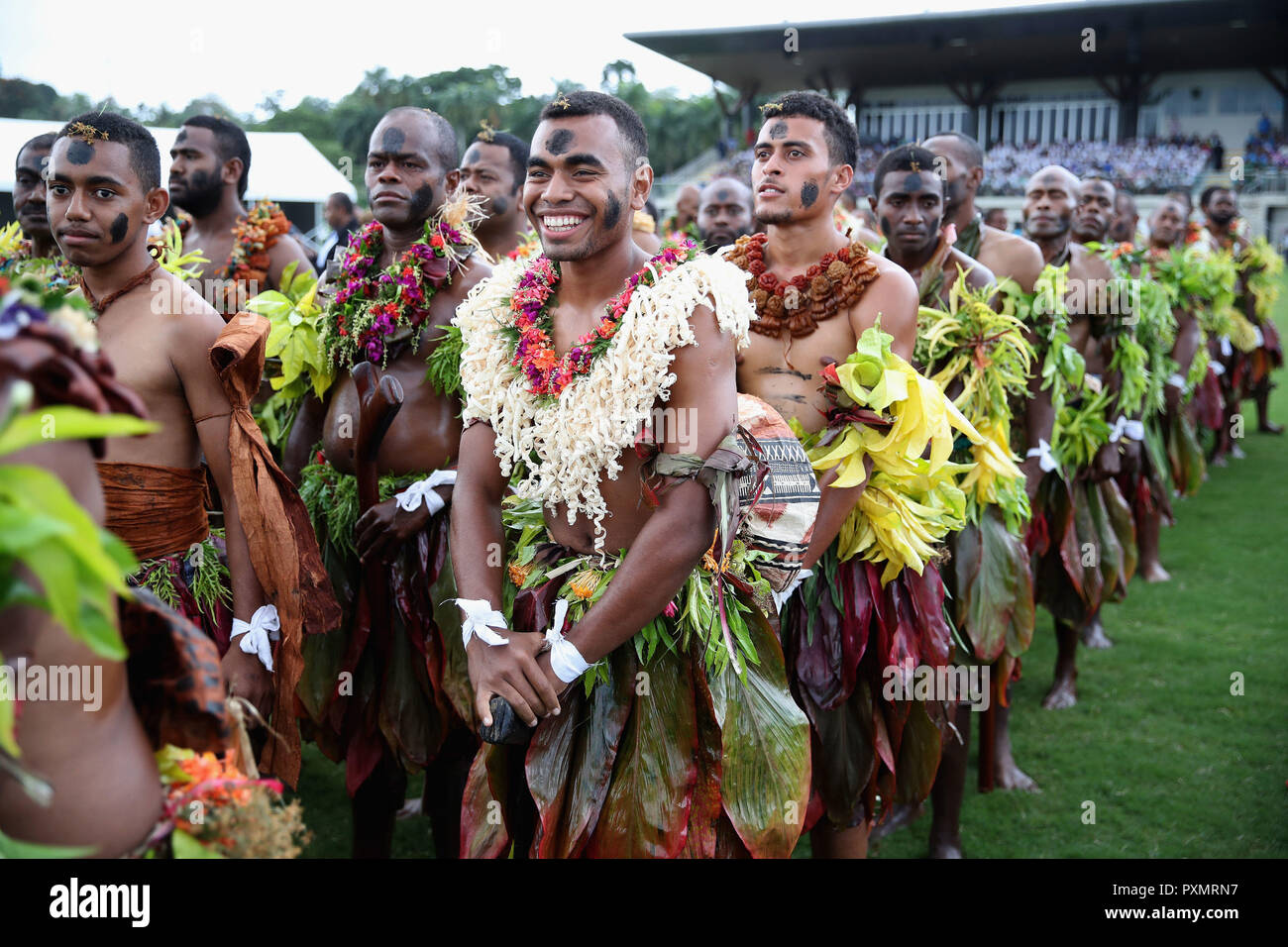 Fijian men in Alberts Park waiting the arrival of the Duke and Duchess ...