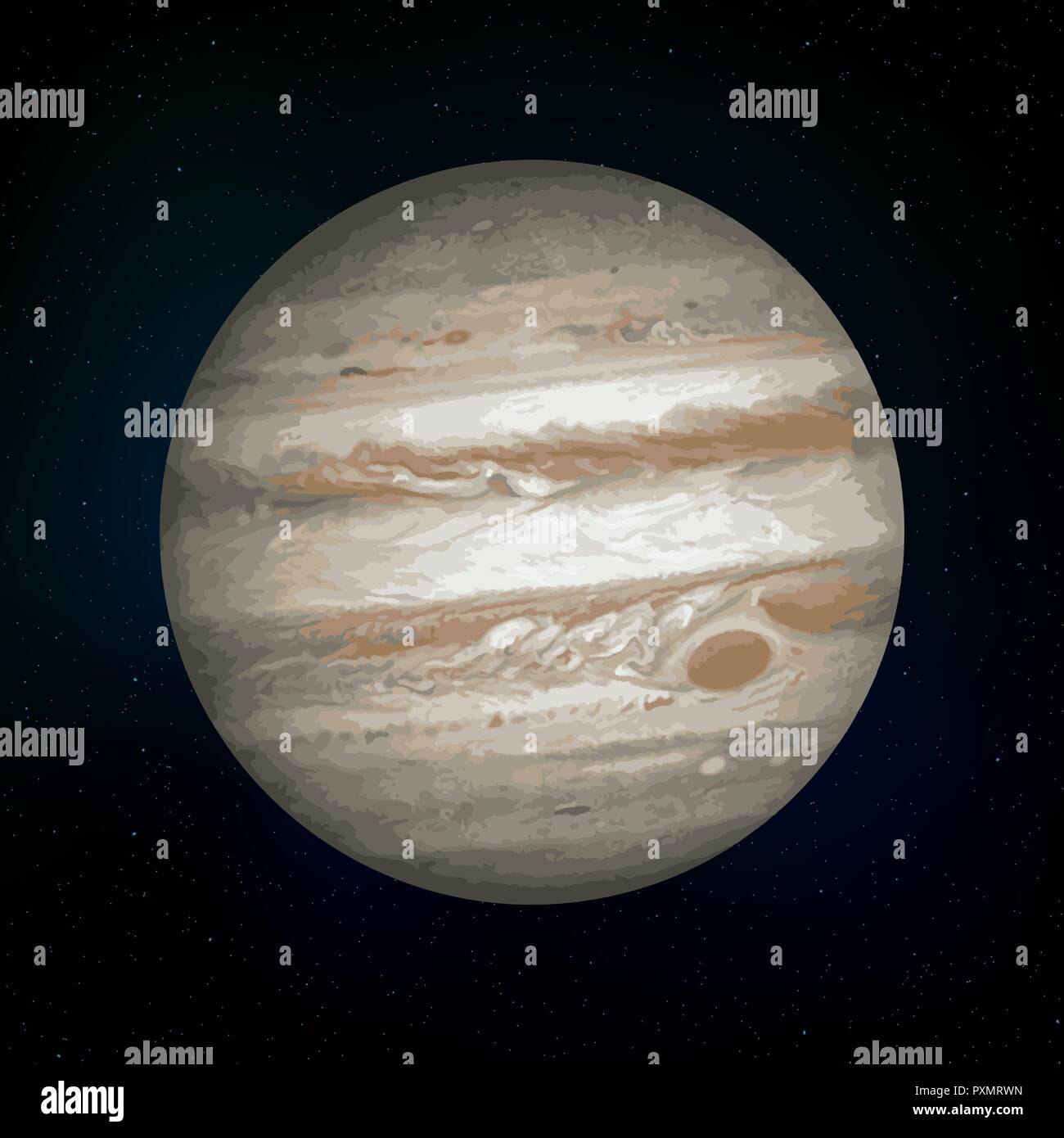 Jupiter realistic Planet of Solar System vector illustration Stock ...