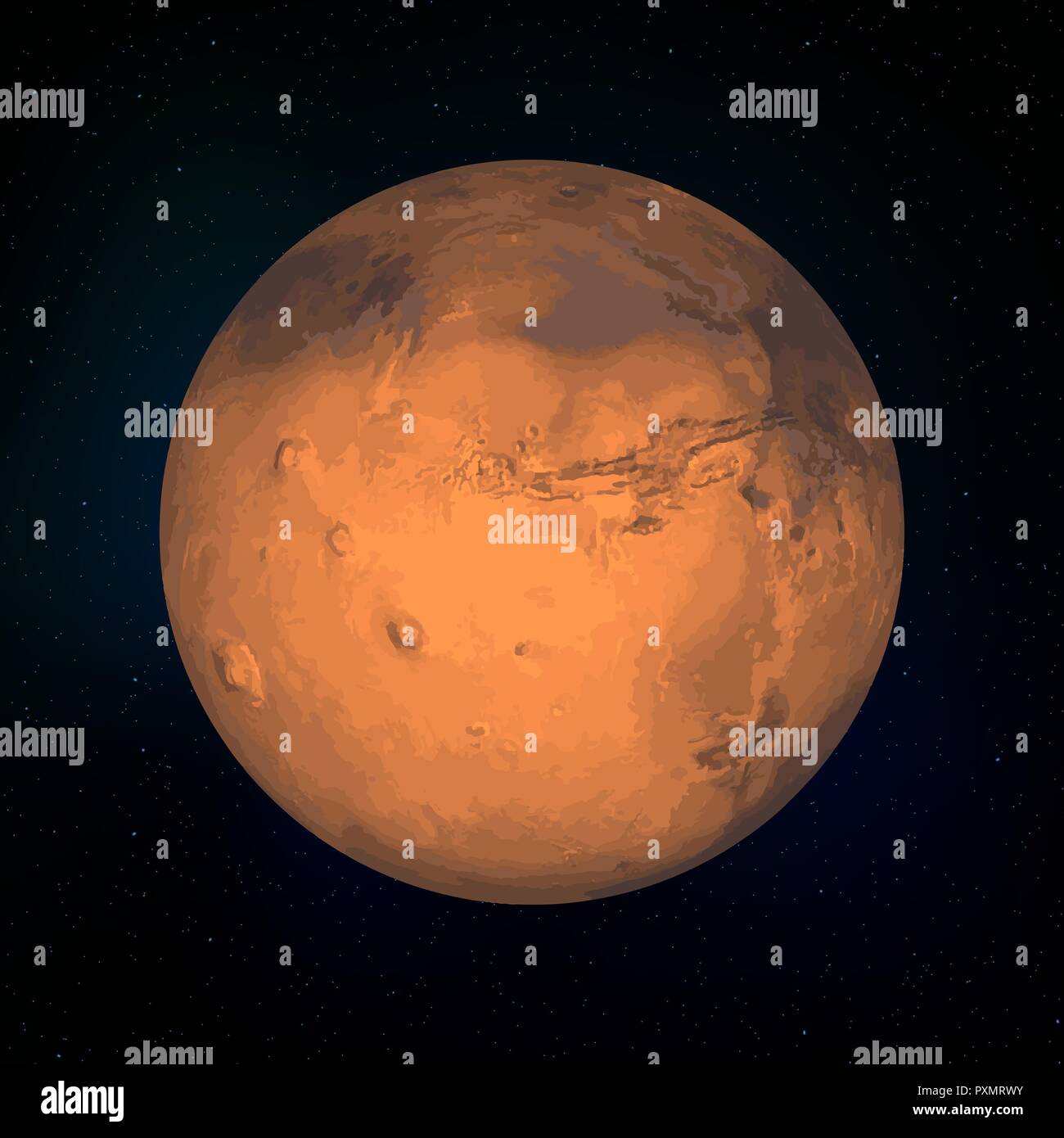 Mars realistic Planet of Solar System vector illustration Stock Vector ...