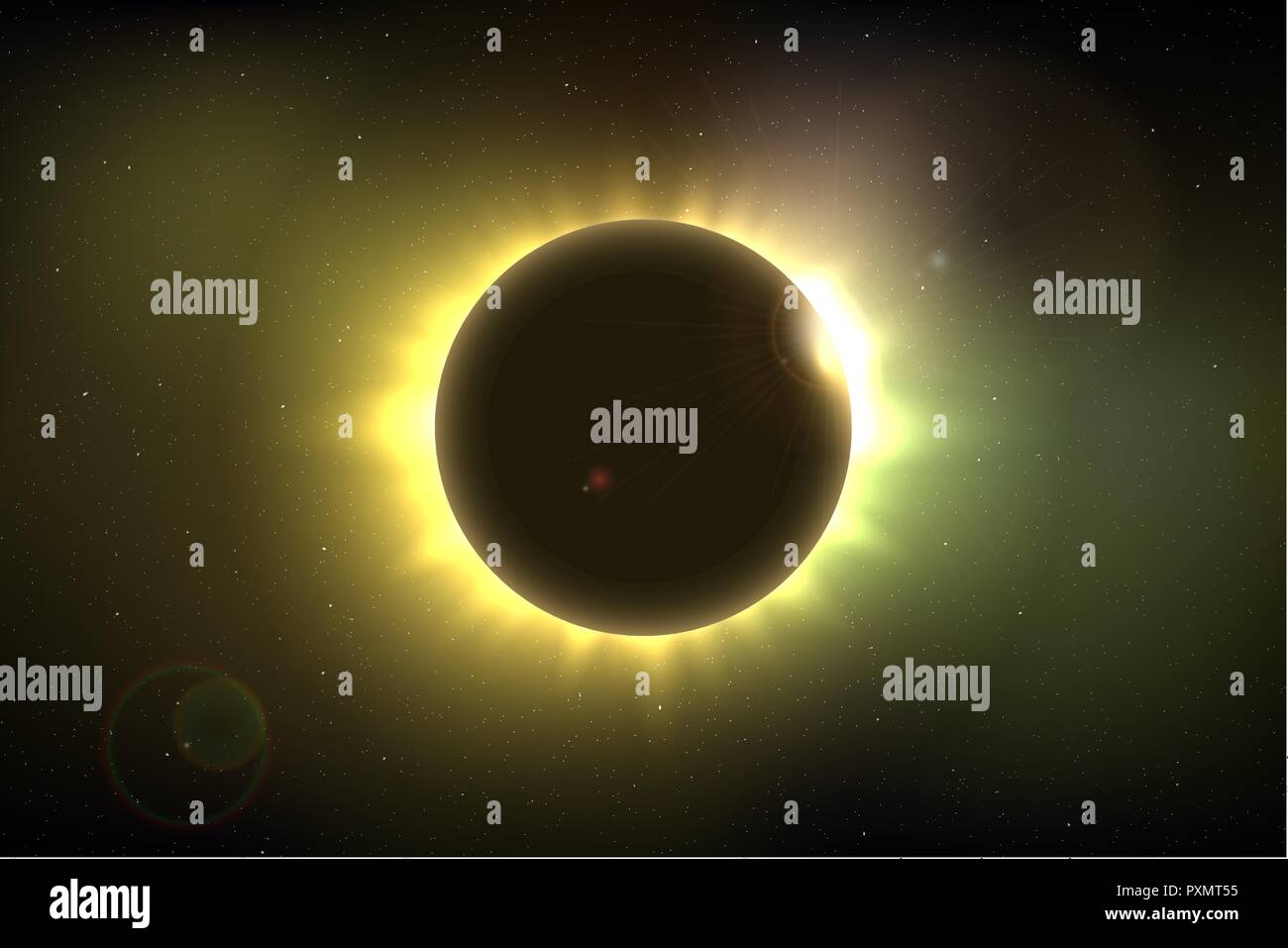 Space background with total solar eclipse for your design Stock Vector ...