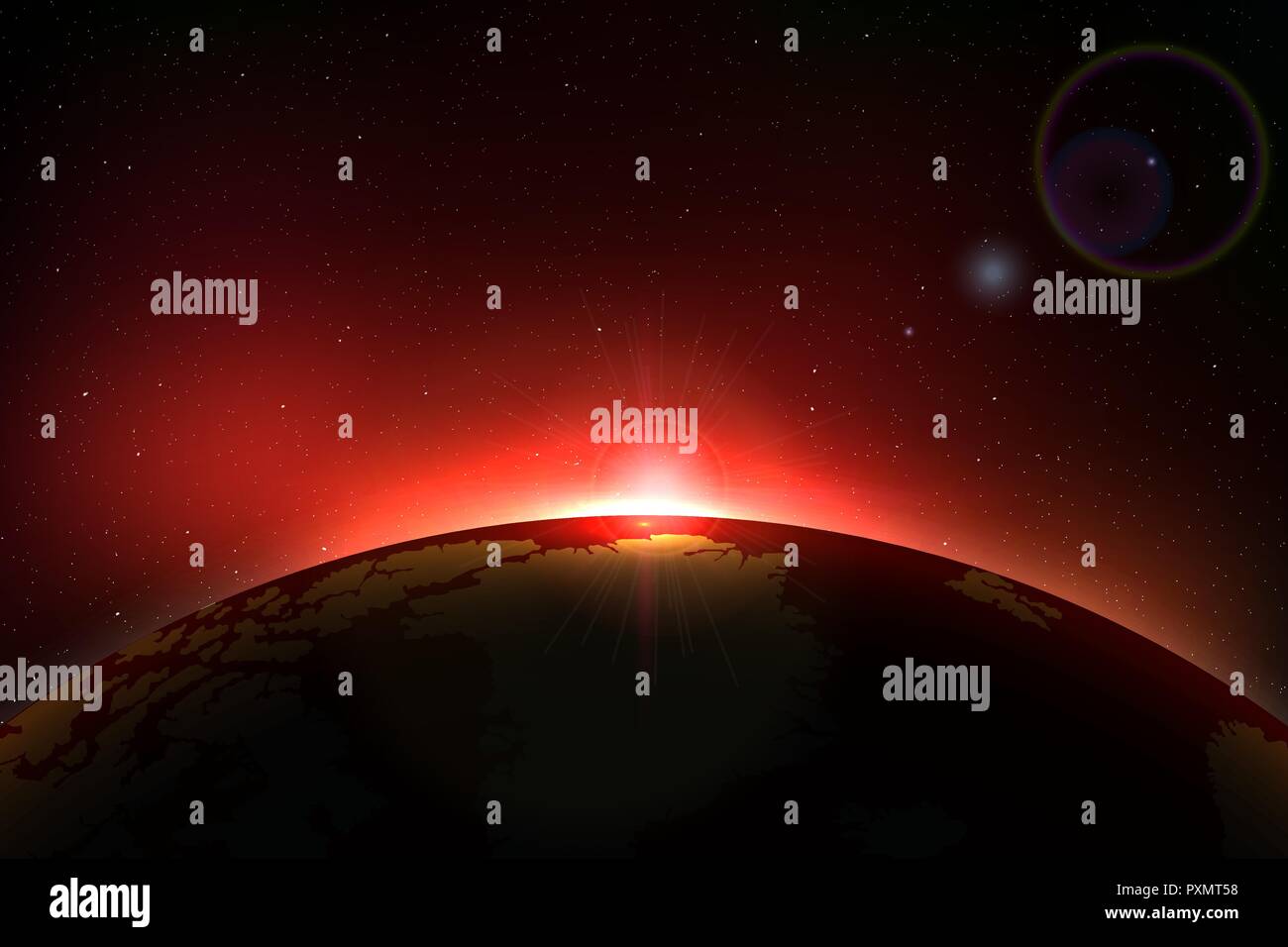 Planet earth sunrise. Globe Horizon atmosphere for your design Stock ...