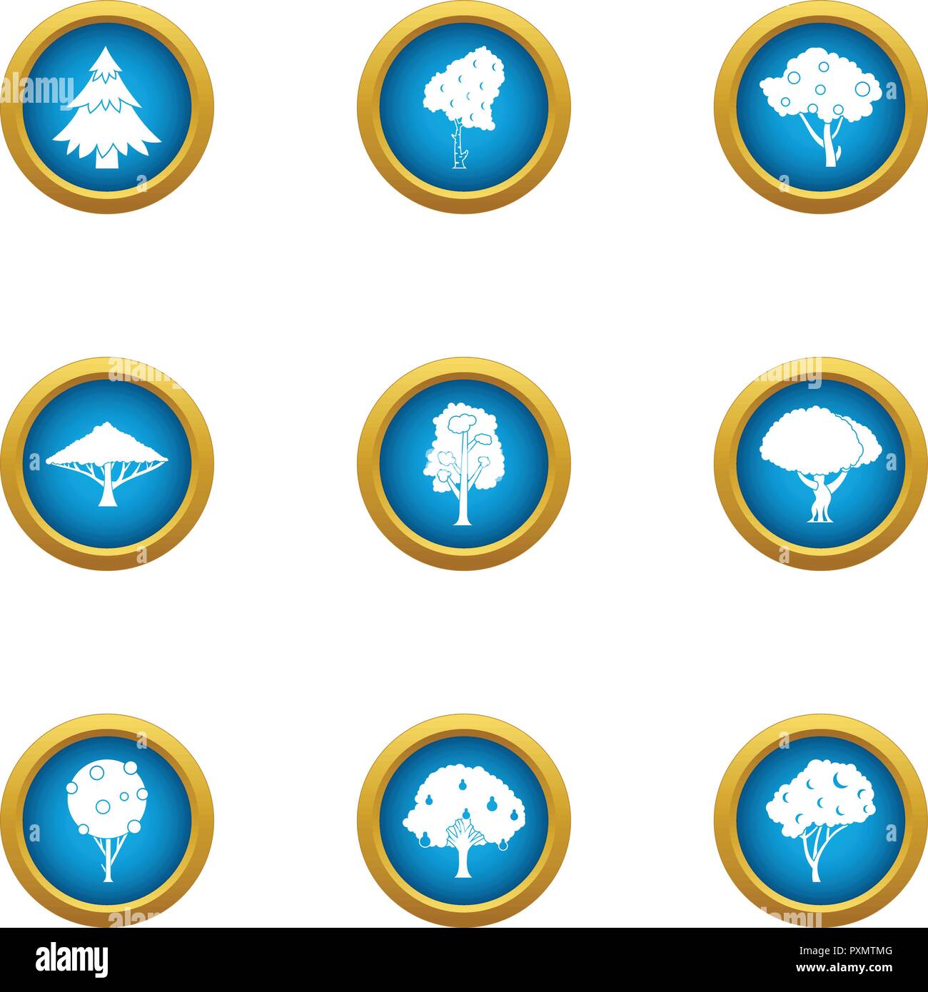 Green tree icons set, flat style Stock Vector Image & Art - Alamy