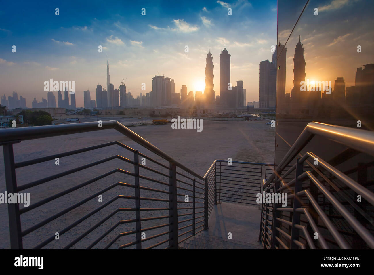 Dubai city skyline in the morning, sunrise Stock Photo - Alamy