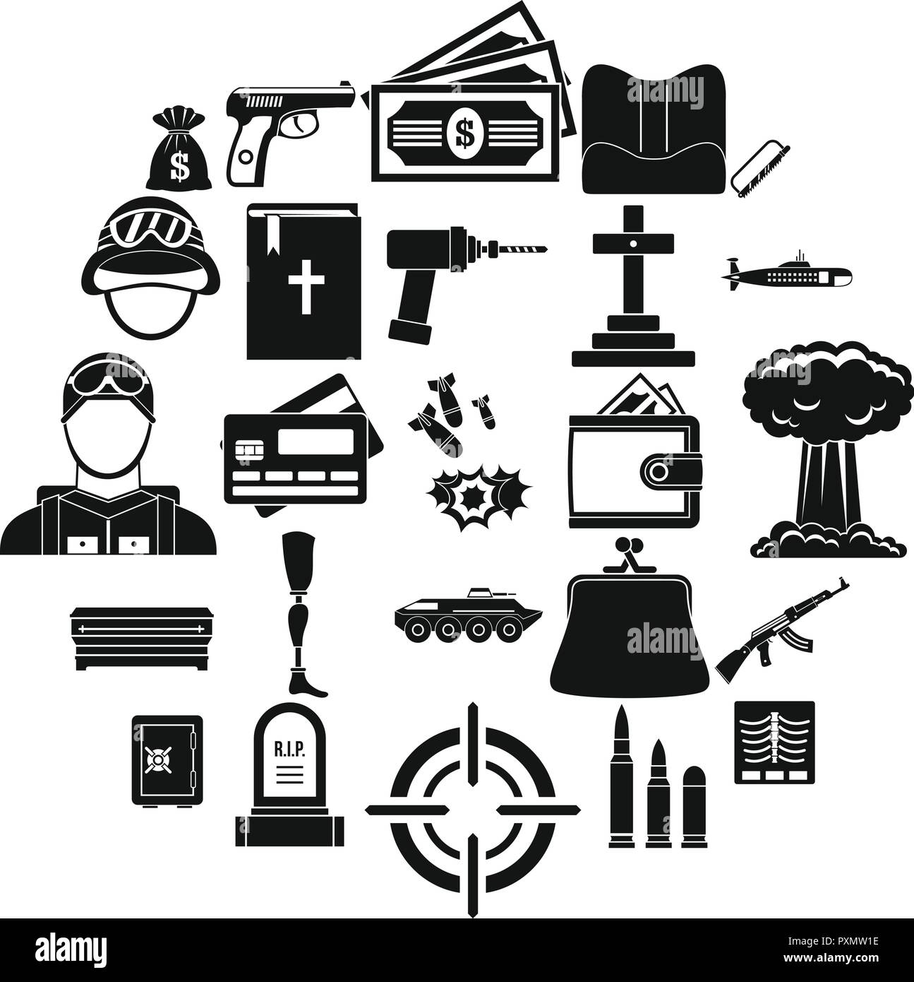 Unleash war icons set, simple style Stock Vector Image & Art - Alamy