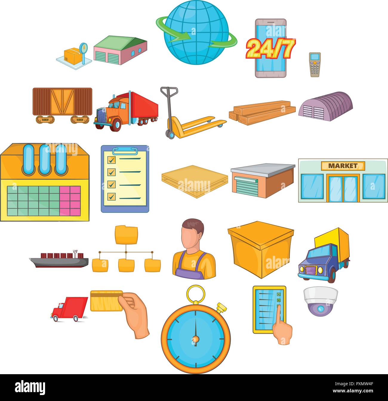 Warehouse icons set, cartoon style Stock Vector Image & Art - Alamy