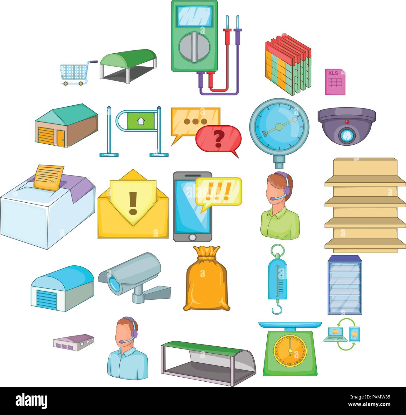 Goods shed icons set, cartoon style Stock Vector Image & Art - Alamy